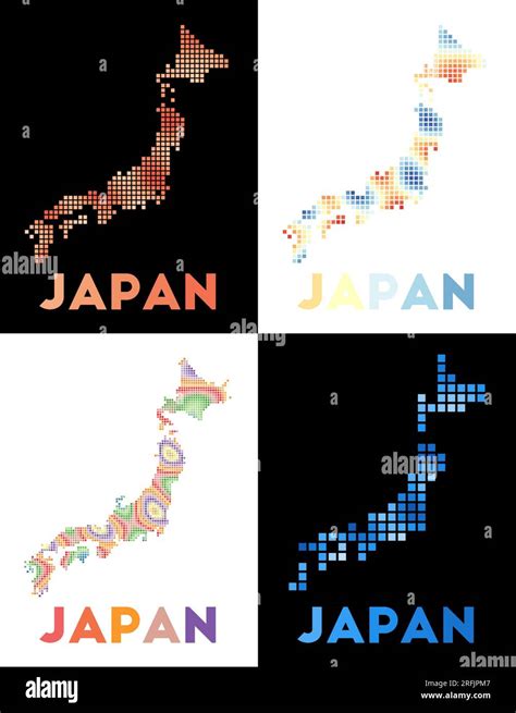 Japan Map Collection Of Maps Of Japan In Dotted Style Borders Of The
