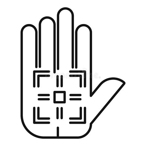 Palm Biometric Authentication Icon Outline Style Stock Vector