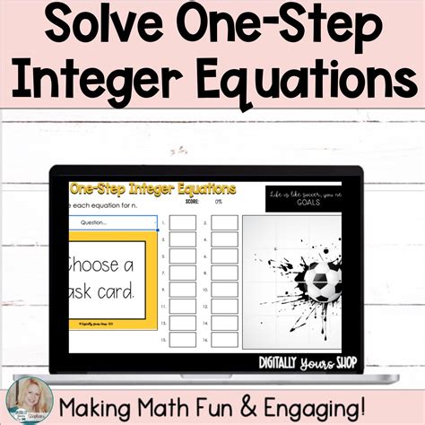 7th Grade Math Solve One Step Integer Equations Self Checking Digital Resource Made By Teachers