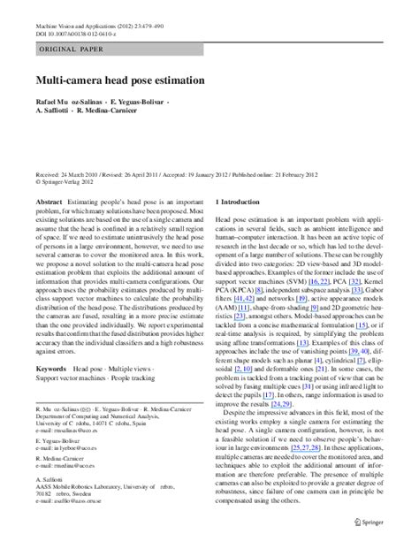 Pdf Multi Camera Head Pose Estimation