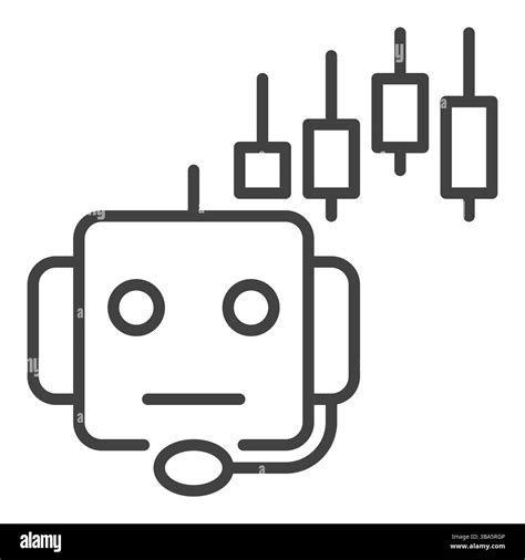 Algorithmic Trading Machine And Candlestick Chart Vector Concept Linear Icon Or Symbol Stock