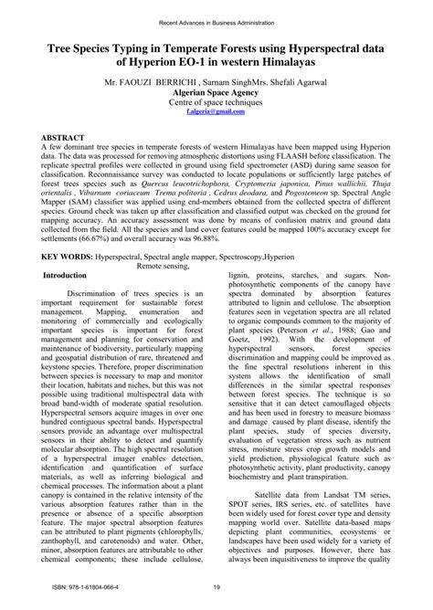 Pdf Tree Species Typing In Temperate Forests Using Hyperspectral Data