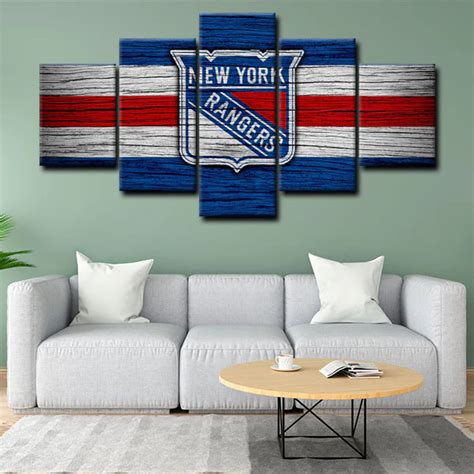 New York Rangers Nhl Hockey Sports Team Logo 5 Piece Canvas Wall Art P