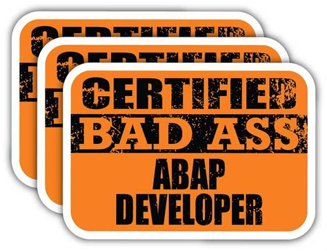 X3 Certiefied Bad Ass Abap Developer Stickers Cool Funny Occupation
