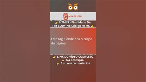 👉 Html5 Finalidade Da Tag Body No Código Html Seja Coder 👍 Shorts Youtube