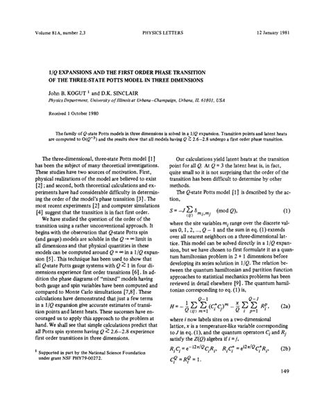 Pdf 1q Expansions And The First Order Phase Transition Of The Three State Potts Model In