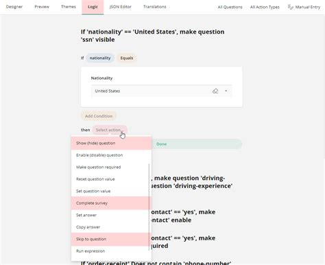 branching logic surveyjs