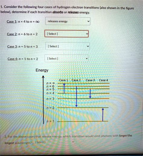 1 Consider The Following Four Cases Of Hydrogen Electron Transitions