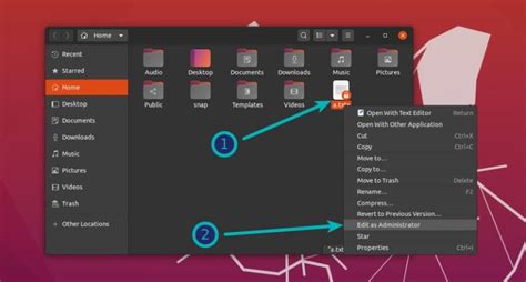 how to open files and folders as administrator in nautilus file manager in linux