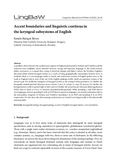 Pdf Accent Boundaries And Linguistic Continua In The Laryngeal