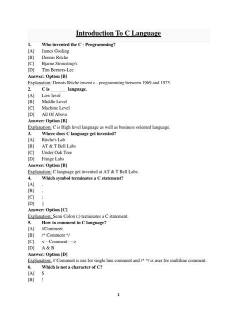 Introduction To C Language Pdf C Programming Language Data Type