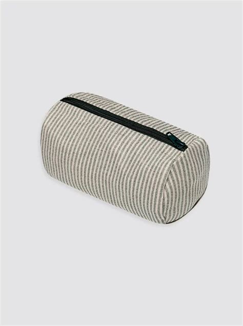 Neceser Pequeño Lino Rústico Rayas Verde