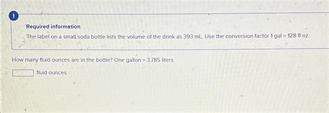 Solved Required InformationThe Label On A Small Soda Bottle Chegg Com