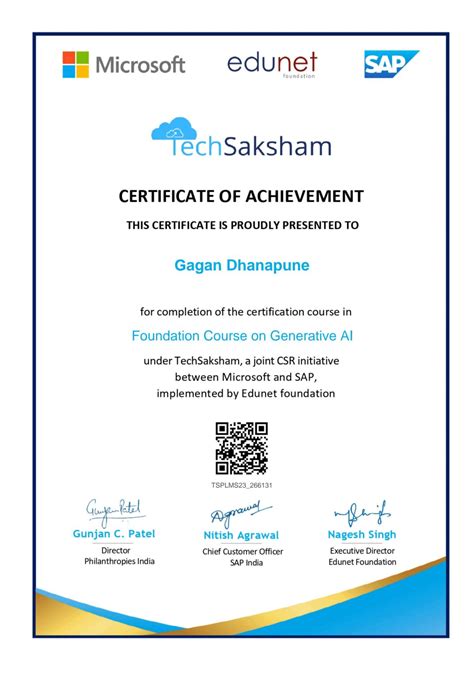 Gagan Dhanapune On Linkedin Ai Techsaksham Microsoft Sap