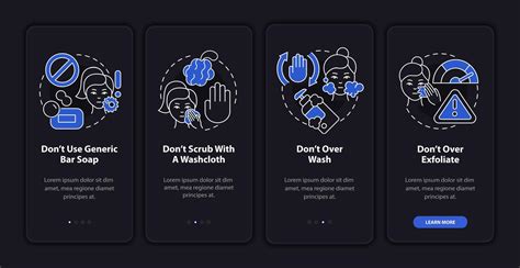 Skincare Donts Night Mode Onboarding Mobile App Screen Procedures Walkthrough Steps Graphic