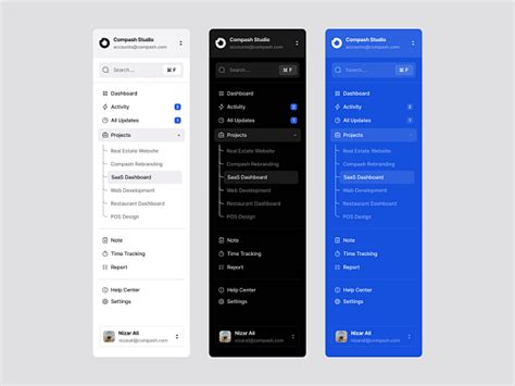 侧边栏菜单导航 由 Nizar Ali ⚡ 在 Dribbble 上设计