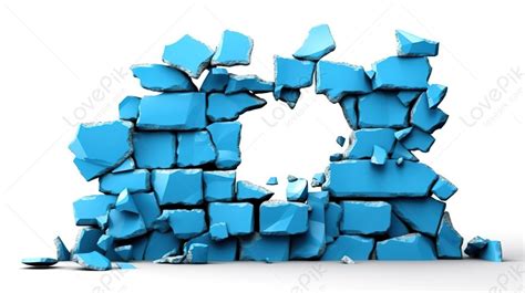 3d 렌더링흰색 배경에 혼자 서 있는 금이 간 파란색 장벽 푸른 벽 배경 홀로 배경 혼자 배경 이미지 Hd 푸른 벽 홀로 혼자 배경 사진 무료 다운로드