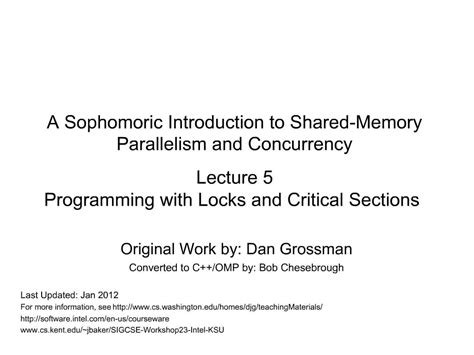 Ppt A Sophomoric Introduction To Shared Memory Parallelism And Concurrency Lecture 5