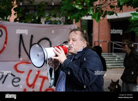 Man With Loud Speaker At Demonstration Hull England UK Stock Photo Alamy