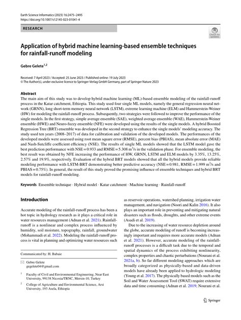 pdf application of hybrid machine learning based ensemble techniques