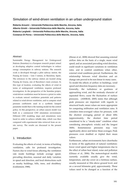 Pdf Simulation Of Wind Driven Ventilation In An Urban