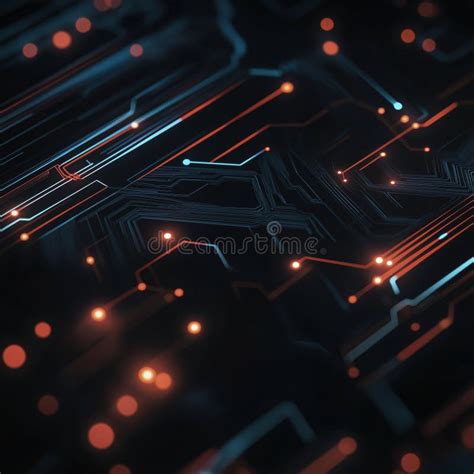 Futuristic Technology Circuit Board With Glowing Connections And