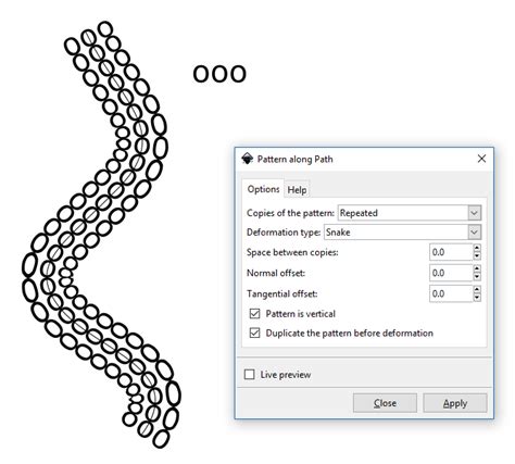Inkscape Can Not Get Pattern Along Path Feature To Work As I Need It