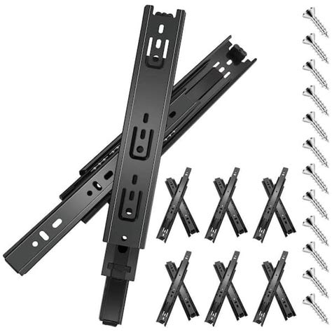 Wudkey 12 In L 6 Pairs Alloy Steel Black Drawer Slide With 3 Fold Full Extension Ball Bearing