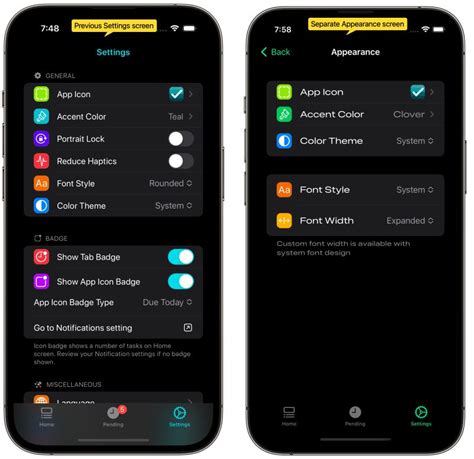 Taskguru 165 I Refactored Appearance Settings Into A Separate Screen