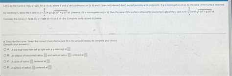 Solved Let C Be The Curve X F T Y G T For Atb Chegg Com