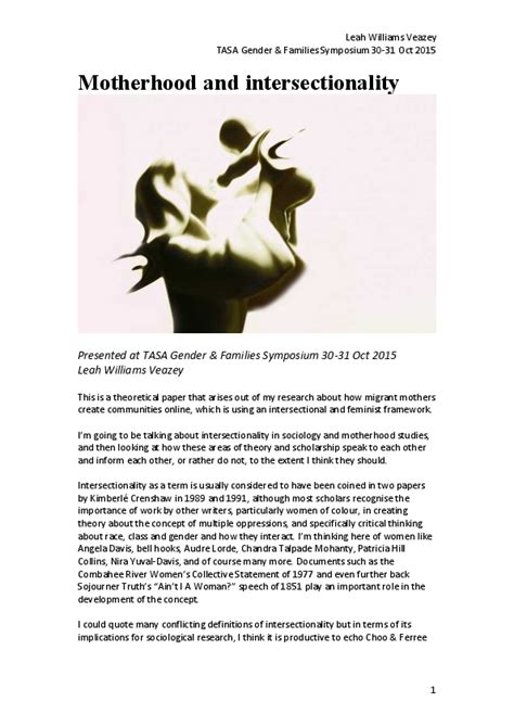 Pdf Motherhood And Intersectionality Conference Paper