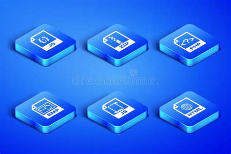 set archivo html documento js bmp zip y php icono vector ilustración