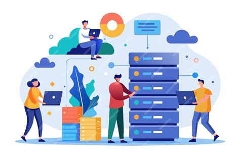 premium vector team of professionals verifying and securing server