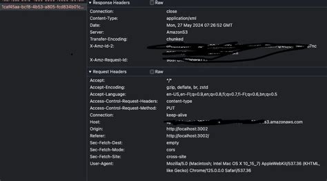 Amazon S3 Cors Error When Trying To Upload Via Presigned Url From
