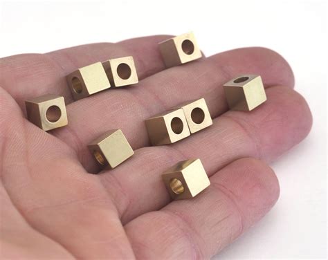 Square Cube Stamping Beads Raw Brass 7x7mm 4 Mm Hole Bab4 Etsy
