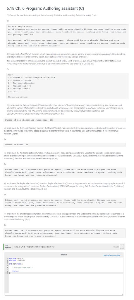Solved 618 Ch 6 Program Authoring Assistant C