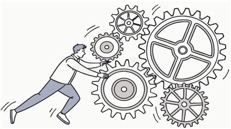 Person Pushing Gears Effort And Progress Vector Design Generative Ai