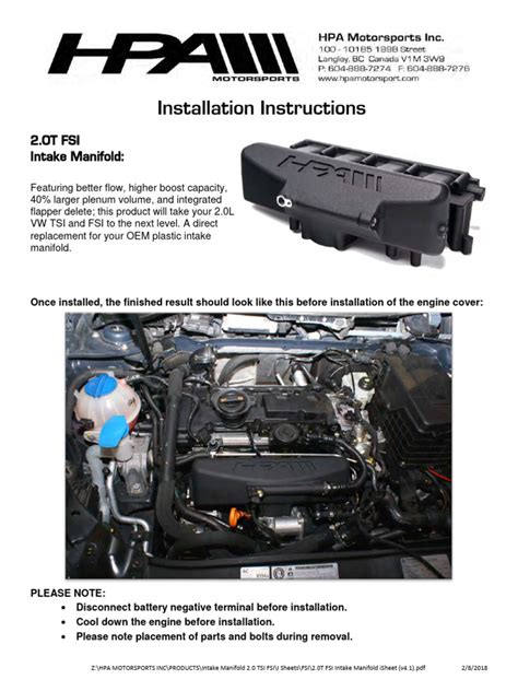 20t Fsi Intake Manifold Isheet V41 Pdf Throttle Industrial