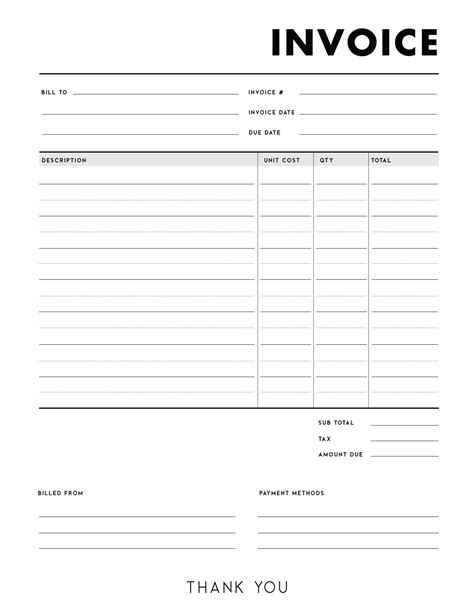 Printable Blank Invoice Template