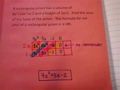 Dividing Polynomials Using The Box Method Foldable Math Love