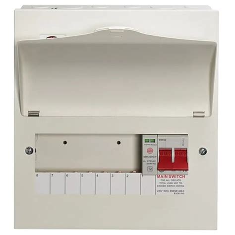 7 Way Consumer Unit Main Switch 100a Fixed Configuration With Spd