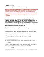 Lab Assignment Completed Docx Lab Assignment Measurements Units And Laboratory Safety