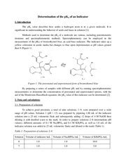 Determination Of PKa Of An Indicator Determination Of The PKa Of An Indicator 1 Introduction