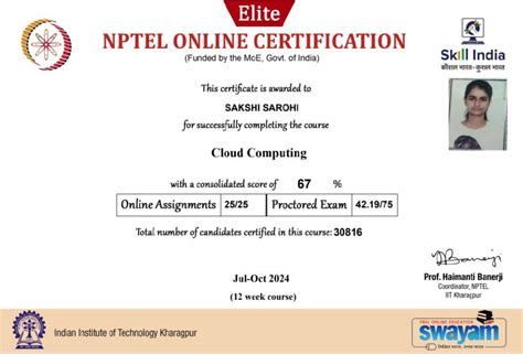 Sakshi Sarohi On Linkedin Cloudcomputing Learningjourney Nptel Techforgood Innovation