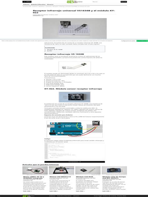 Receptor Infrarrojo Universal Vs1838b Sensor Para Arduino Pdf