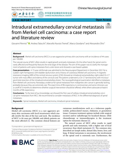 Pdf Intradural Extramedullary Cervical Metastasis From Merkel Cell Carcinoma A Case Report