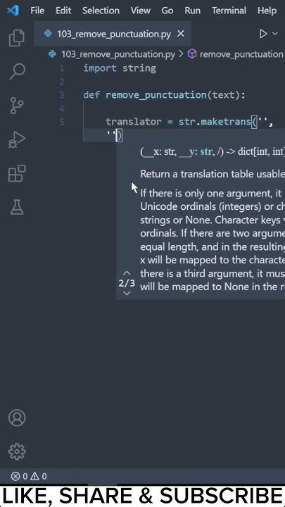 Remove Punctuation From A String Python Shorts Programming Youtube