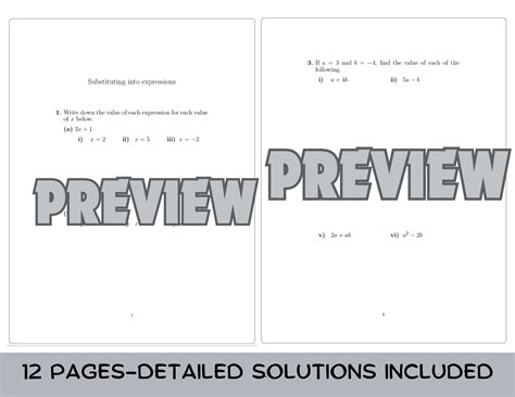 substituting into expressions worksheet no 2 with solutions