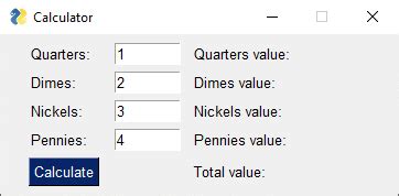 Coin Calculator PySimpleGUI Documentation