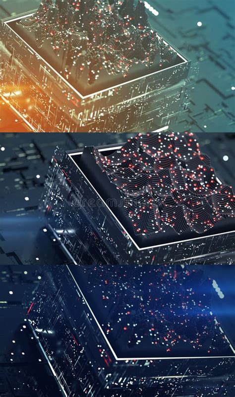 Cpu Is Analyzing Data Flow Set Of 3d Render Illustrations Stock